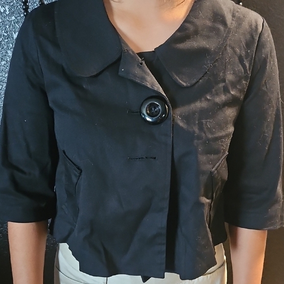 FANG | Jackets & Coats | Fang Black Cropped Blazer With Large Button ...